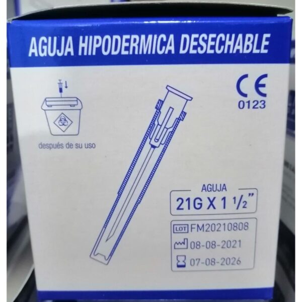 Agujas Hipodermicas de No 21G x 1 1/2 Caja X 100 – Caldas Médicas